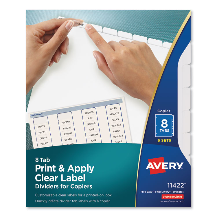 Avery® Print and Apply Index Maker Clear Label Dividers, Copiers, 8-Tab ...