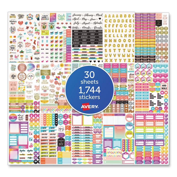 Avery® Planner Sticker Variety Pack, Budget, Fitness, Motivational ...