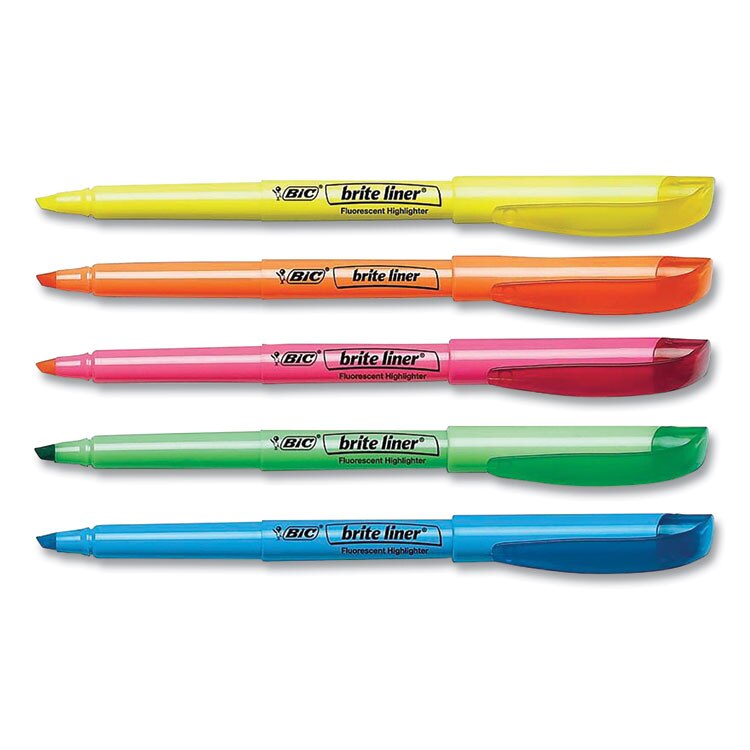 BIC® Brite Liner Highlighter, Assorted Ink Colors, Chisel Tip, Assorted ...