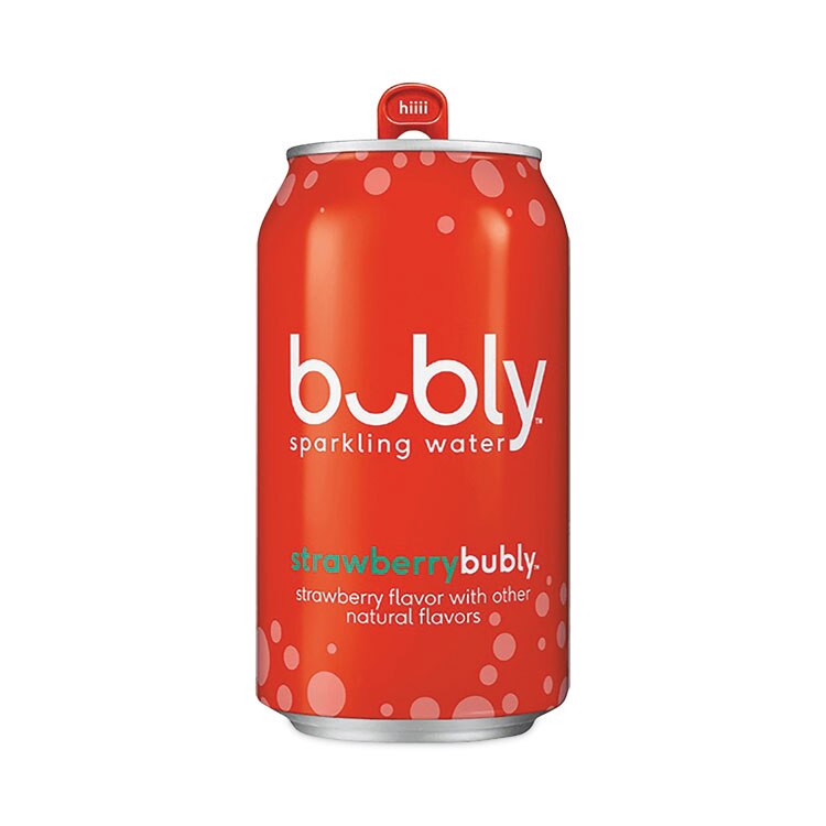 Bubly Flavored Sparkling Water, Strawberry, 12 oz Can, 8 Cans/Pack, 3 ...