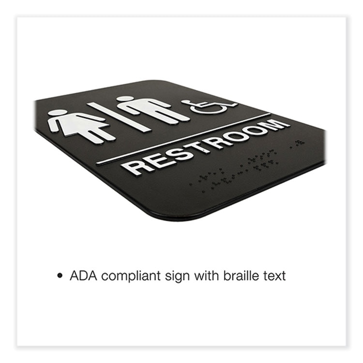 Excello Global Products® Indoor/Outdoor Restroom Sign with Braille Text ...