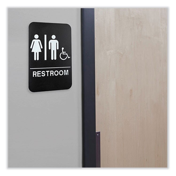 Excello Global Products® Indoor/Outdoor Restroom Sign with Braille Text ...