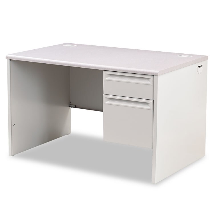HON® 38000 Series Right Pedestal Desk, 48" x 30" x 29.5", Light Gray at OSI
