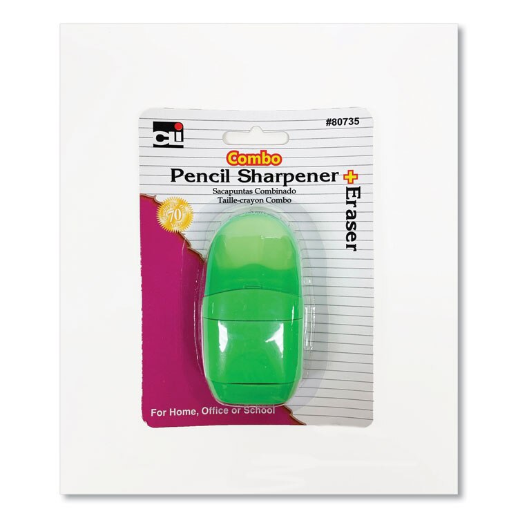 Charles Leonard® One-Hole Pencil Sharpener/Eraser Combo, 1" x 0.75 ...