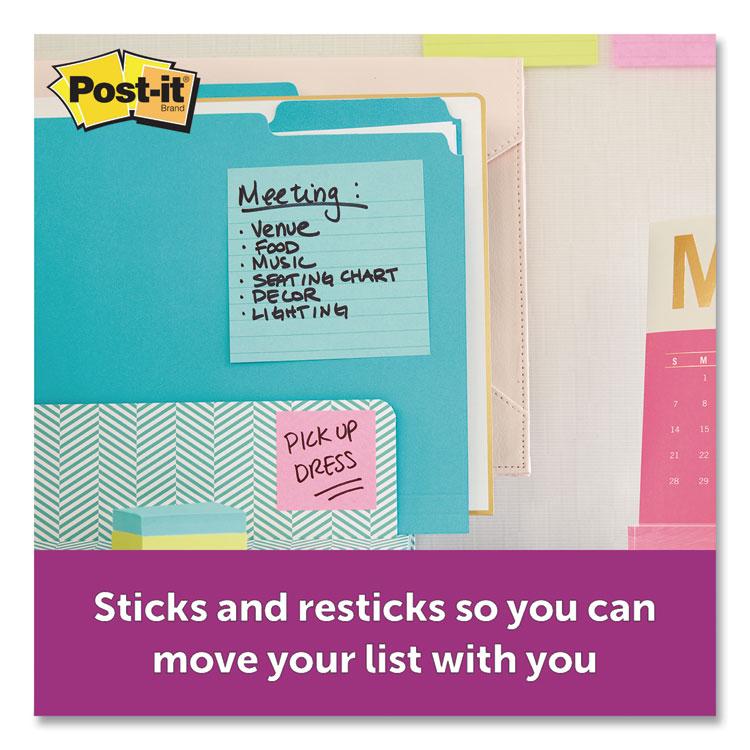 Post-it® Notes Super Sticky Pads in Miami Colors, Lined, 4 x 4, 90/Pad ...