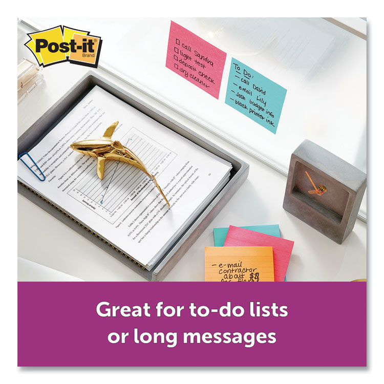 Post-it® Notes Super Sticky Pads in Miami Colors, Lined, 4 x 4, 90/Pad ...