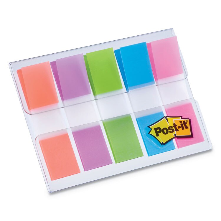 Post-it® Flags Page Flags in Portable Dispenser, Assorted Brights, 5 ...