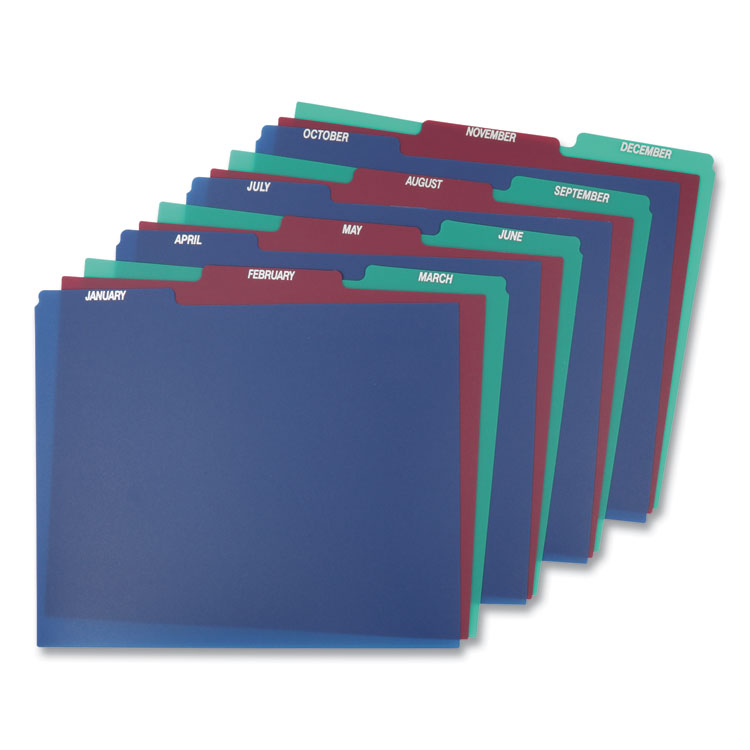 Pendaflex® Poly Top Tab File Guides, 1/3-Cut Top Tab, January to ...