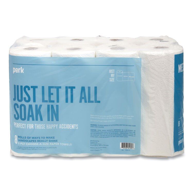 Perk™ Choose-A-Size Kitchen Roll Paper Towels, 2-Ply, 5.9 x 11, White ...