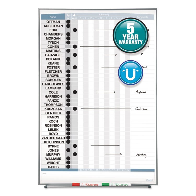 Quartet® Vertical Matrix Employee Tracking Board, 34 x 23, Aluminum ...