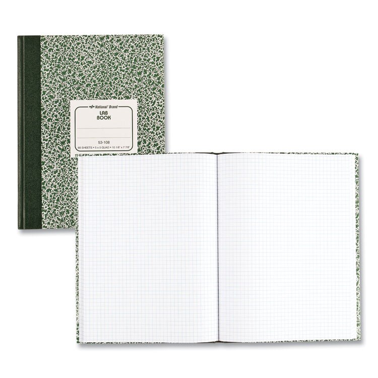 National® Composition Lab Notebook, Quadrille Rule, Green Cover, 10.13 ...