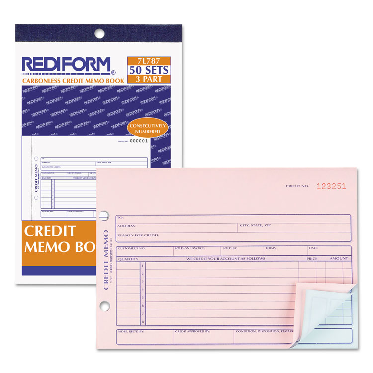 Rediform® Credit Memo Book, 5 1/2 x 7 7/8, Carbonless Triplicate, 50 ...