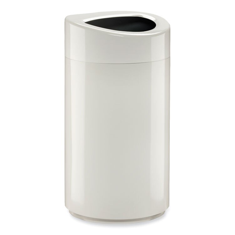 Safco® Open Top Oval Waste Receptacle, 14 gal, Steel, White, Ships in 1 ...