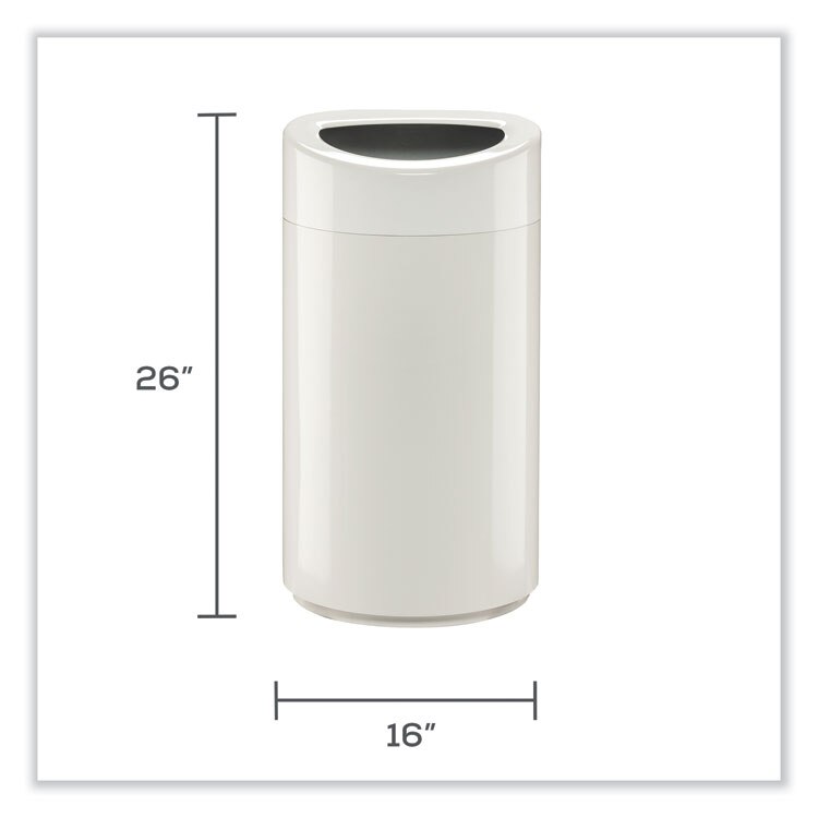 Safco® Open Top Oval Waste Receptacle, 14 gal, Steel, White, Ships in 1 ...