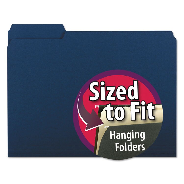 Smead® Interior File Folders, 1/3-Cut Tabs, Letter Size, Navy Blue, 100 ...