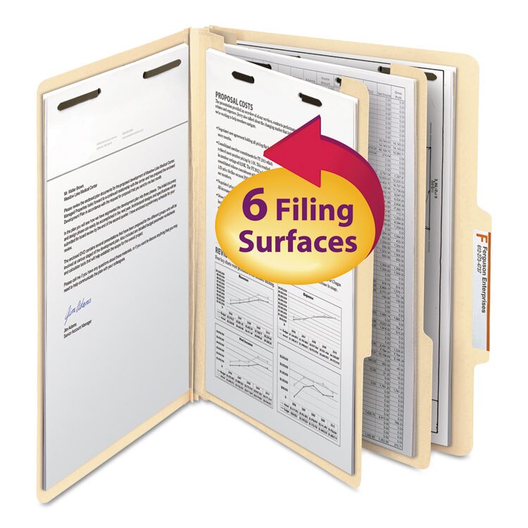 Smead® Manila Four- and Six-Section Top Tab Classification Folders, 2 ...