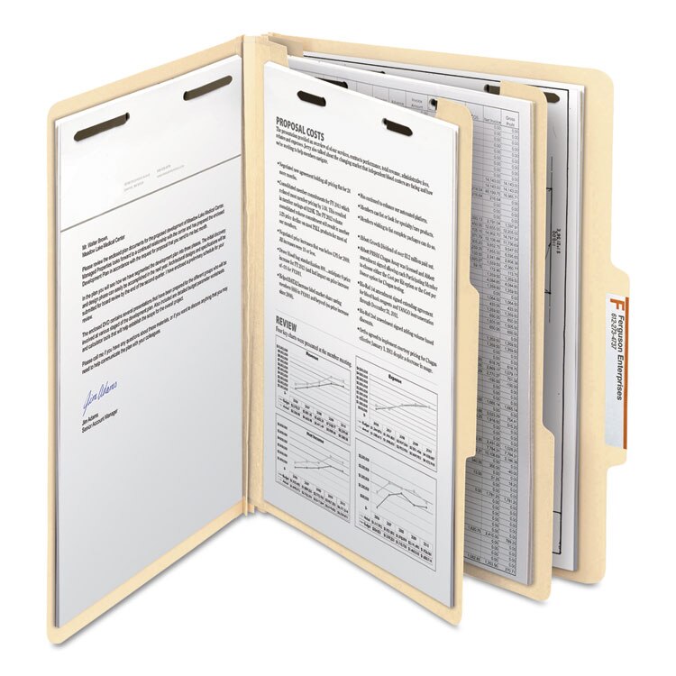 Smead® Manila Four- and Six-Section Top Tab Classification Folders, 2 ...