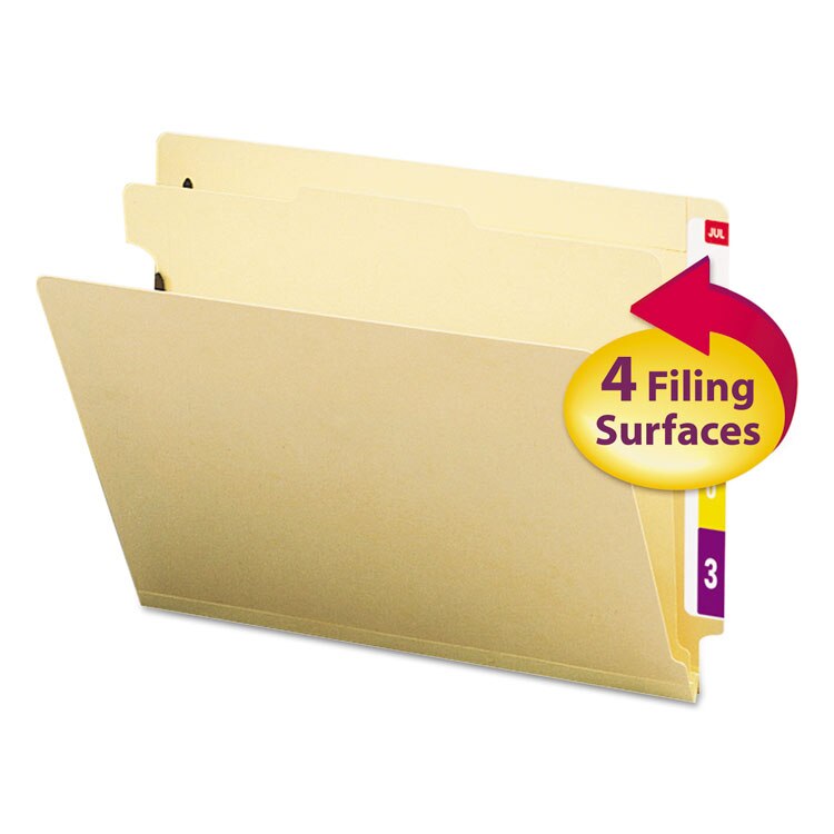 Smead® Manila End Tab Classification Folders, 1 Divider, Letter Size ...