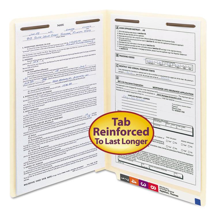 Smead® Manila End Tab 2-Fastener Folders with Reinforced Tabs, 0.75 ...