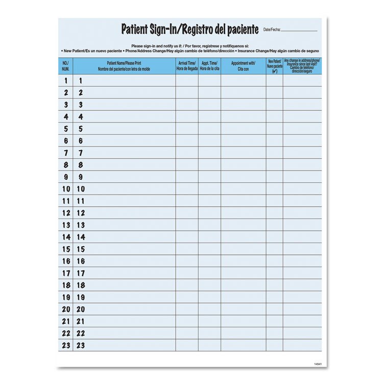 Tabbies® HIPAA Labels, Patient Sign-In, 8.5 x 11, Blue, 23/Sheet, 125 ...
