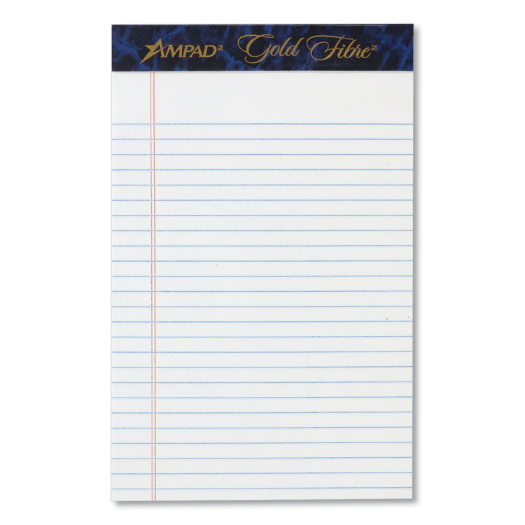 Ampad® Ruled Writing Pad, Wide/Legal Rule, 5 x 8, White, 50 Sheets ...