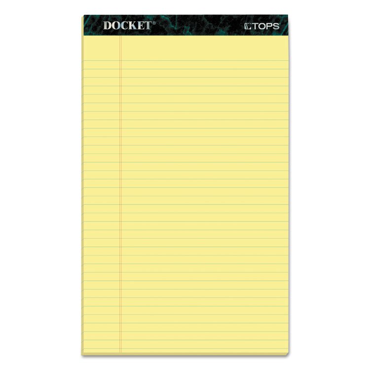 TOPS™ Docket Ruled Perforated Pads, Wide/Legal Rule, 8.5 x 14, Canary ...