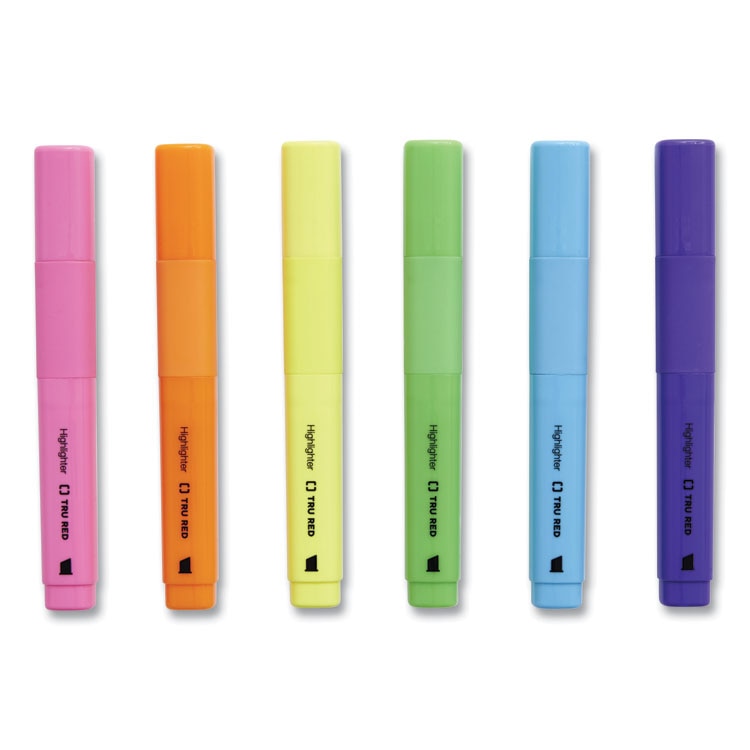 TRU RED™ Tank Style Chisel Tip Highlighter, Assorted Ink Colors, Chisel ...
