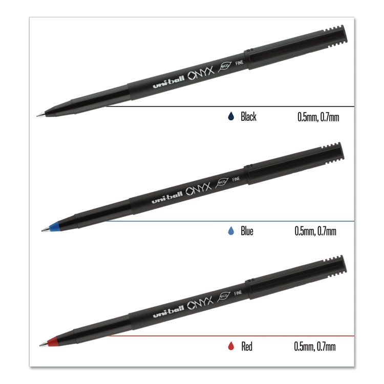 uni-ball® ONYX Stick Roller Ball Pen, Micro 0.5 mm, Black Ink, Black ...
