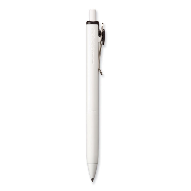 uniball® uniONE Gel Pen, Retractable, Medium 0.7 mm, Black Ink, White ...