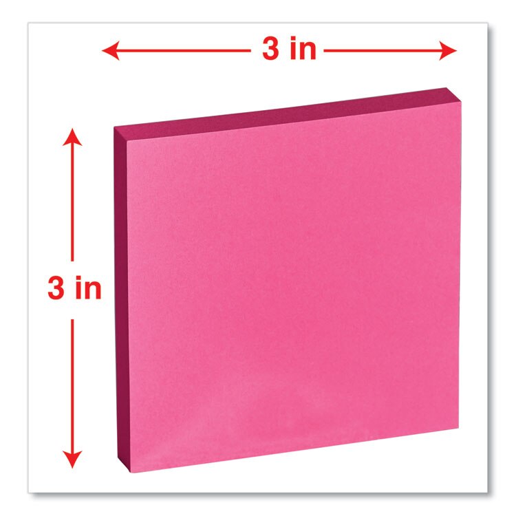 Universal® Self-Stick Note Pads, 3 x 3, Assorted Neon Colors, 100-Sheet ...