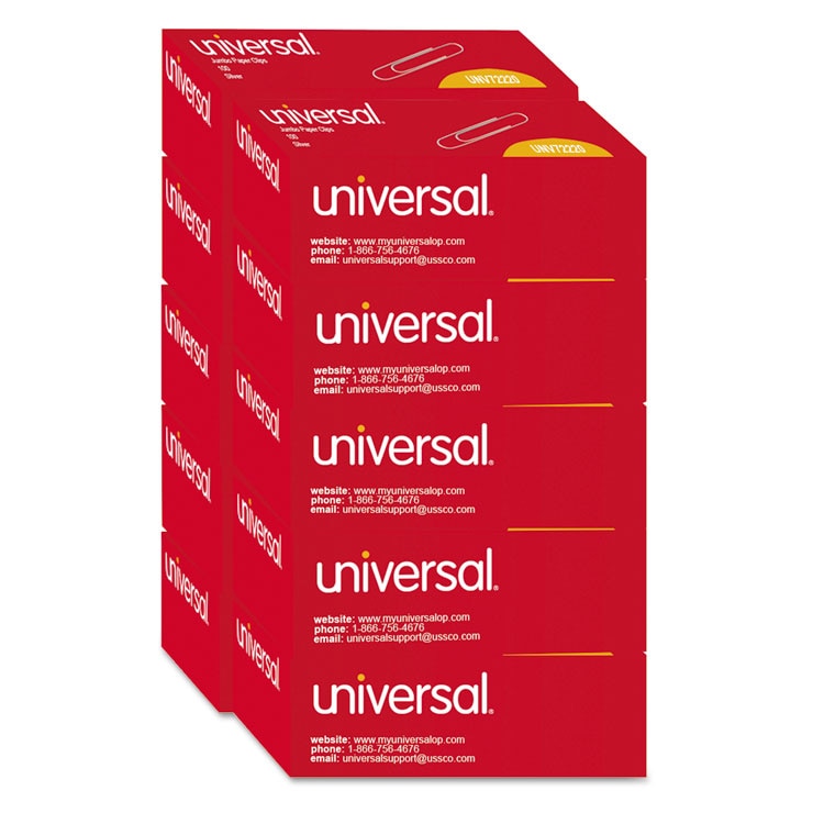 Universal® Paper Clips, Jumbo, Silver, 100 Clips/Box, 10 Boxes/Pack at OSI