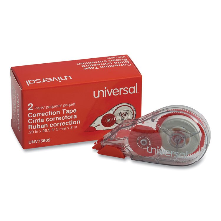 Universal® Correction Tape Dispenser, Non-Refillable, 1/5" x 315", 2 ...