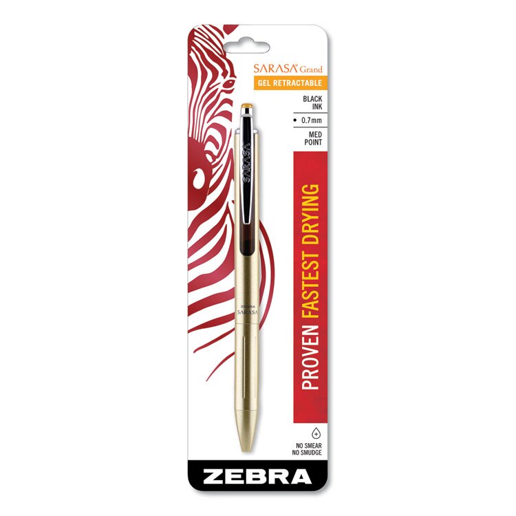 Zebra® Blister-Carded Sarasa Grand Retractable Gel Pen, Fine 0.7mm ...